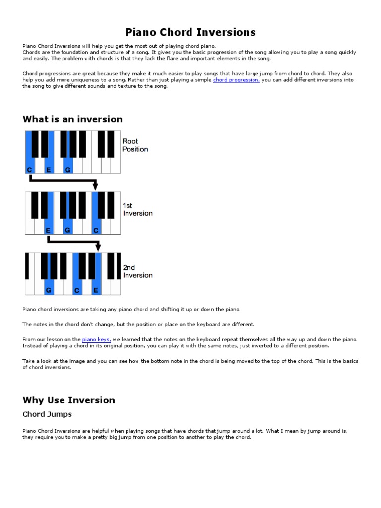 Piano Chord Inversions: What Is An Inversion | PDF | Chord (Music ...