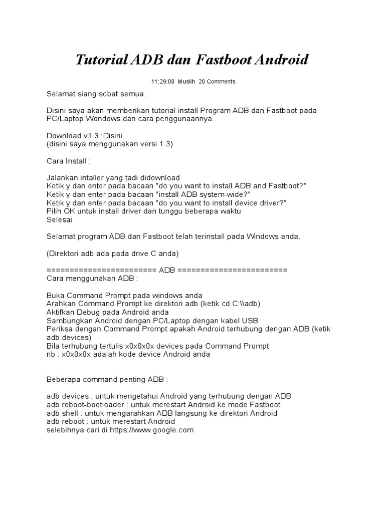Tutorial ADB Dan Fastboot Android | PDF
