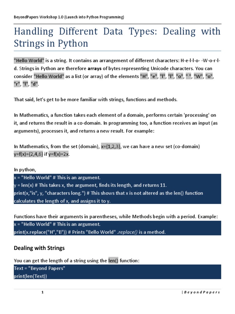 Dealing With Strings in Python | PDF | String (Computer Science) | Function (Mathematics)