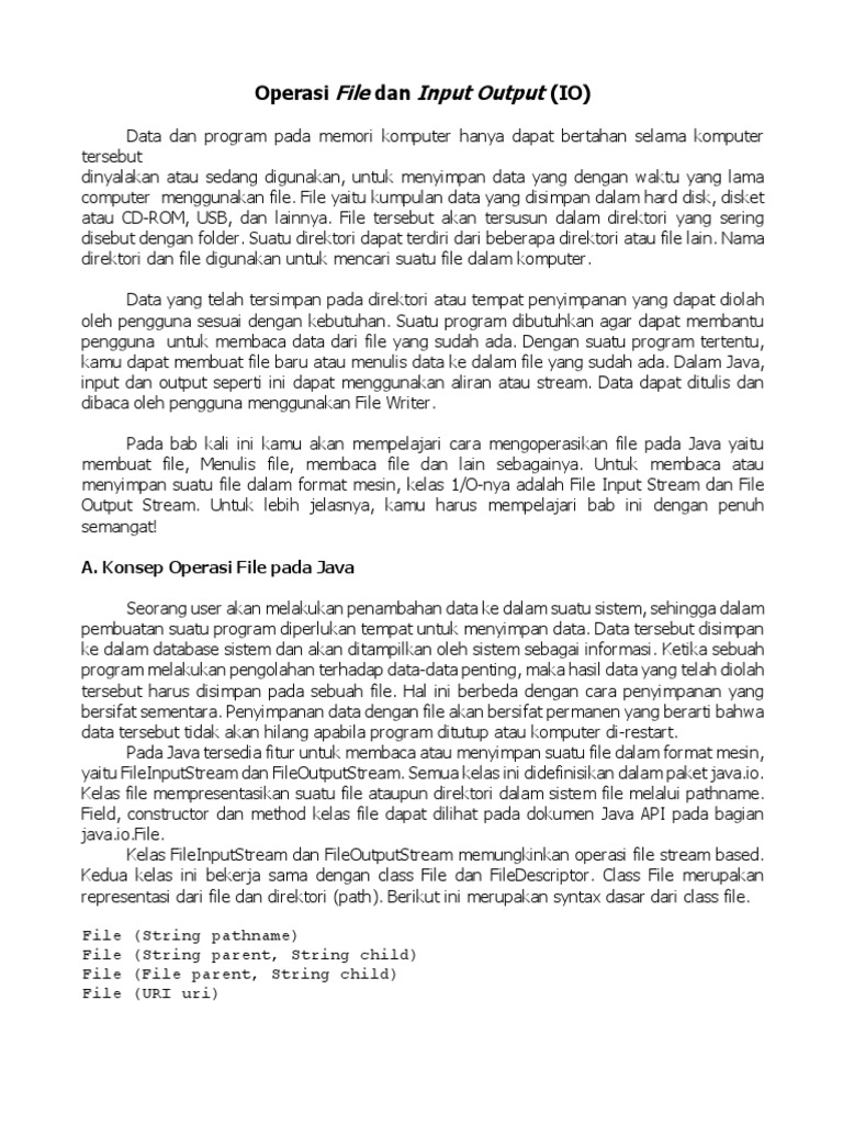 Operasi Input Output Pada Java | PDF