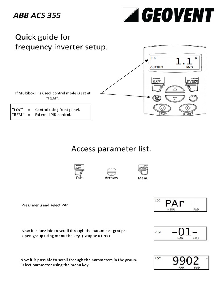 Setup Guide for ABB ACS 355 Frequency Inverter for Geovent Fan Control ...
