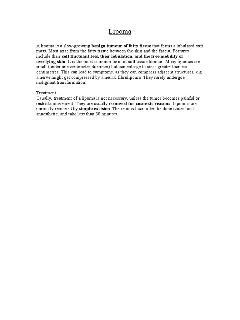 Understanding Lipomas: Causes and Treatment | PDF