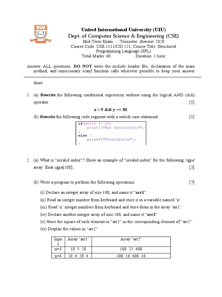 Dept. of Computer Science & Engineering (CSE) : United International University (UIU) | PDF ...
