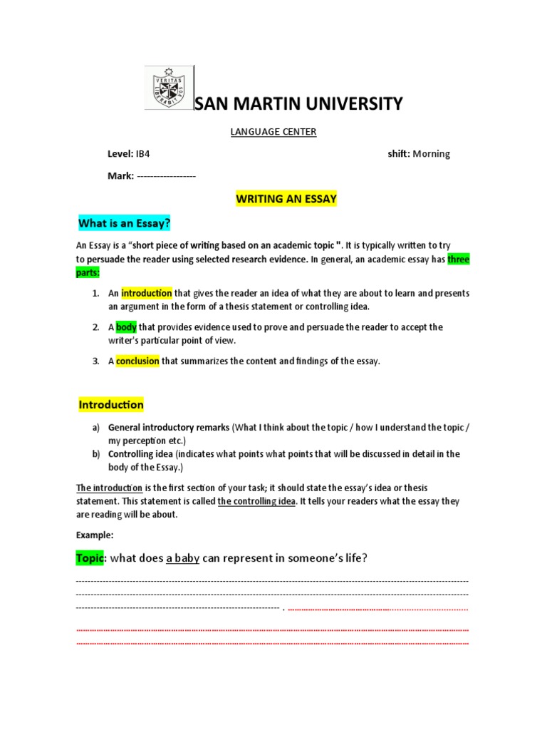 Writing an Essay: Key Elements (40 | PDF | Essays | Thesis