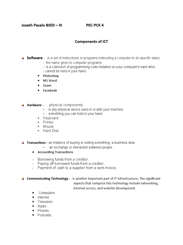 Key Components of ICT Explained | PDF | Technology & Engineering