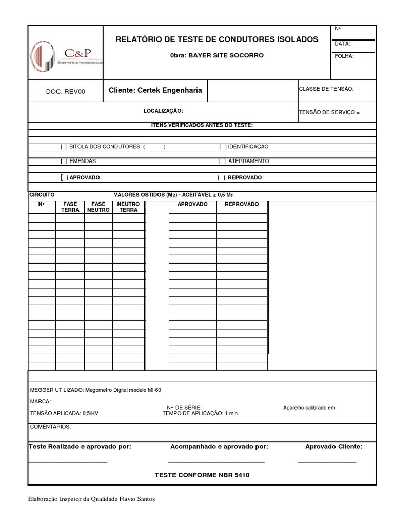 Planilha Megagem BT-C&P Rev.00 | PDF