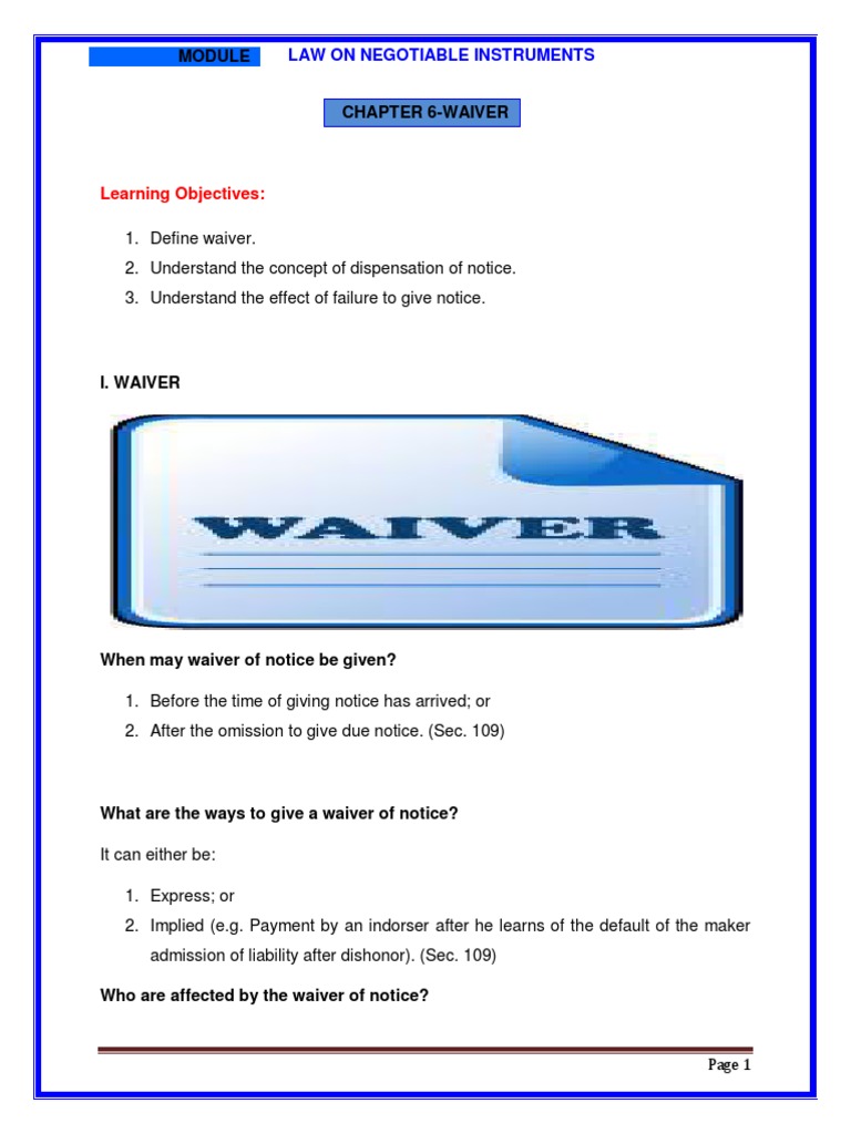 Learning Objectives:: Law On Negotiable Instruments | PDF | U.S ...