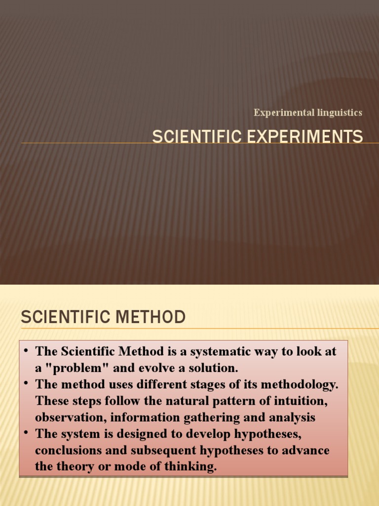 Scientific Experiments: Experimental Linguistics | PDF