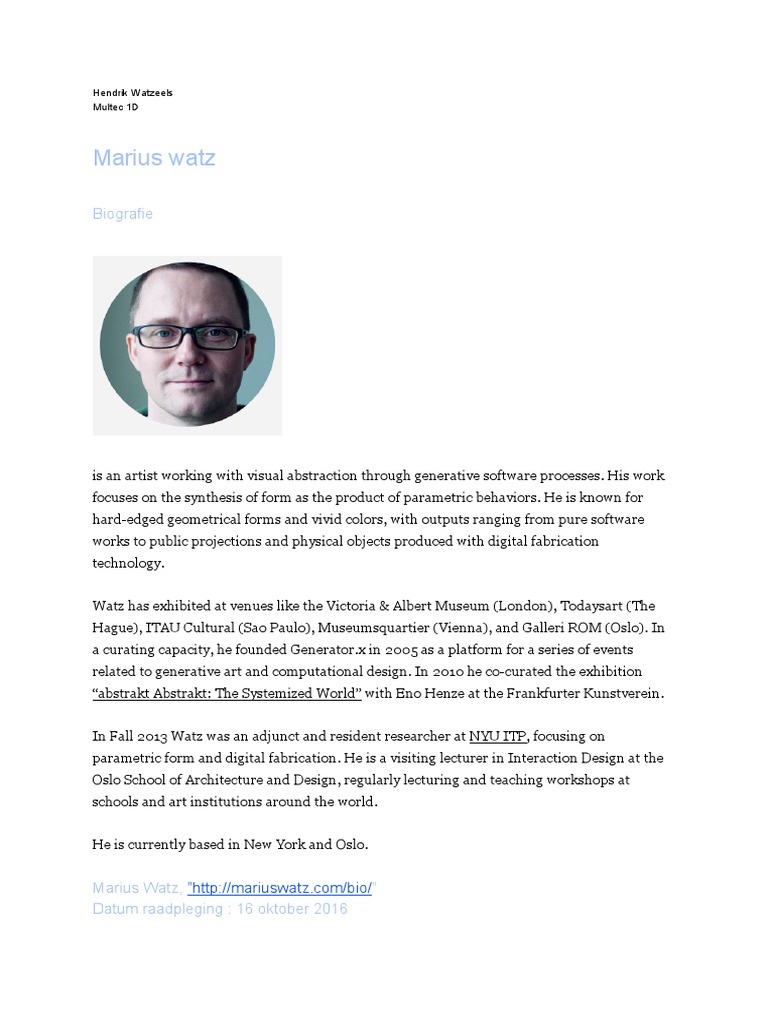 Marius Watz: Biografie | PDF | Art