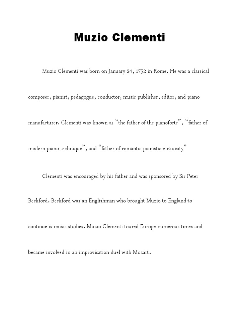 Clementi: Pioneer of Piano Virtuosity | PDF