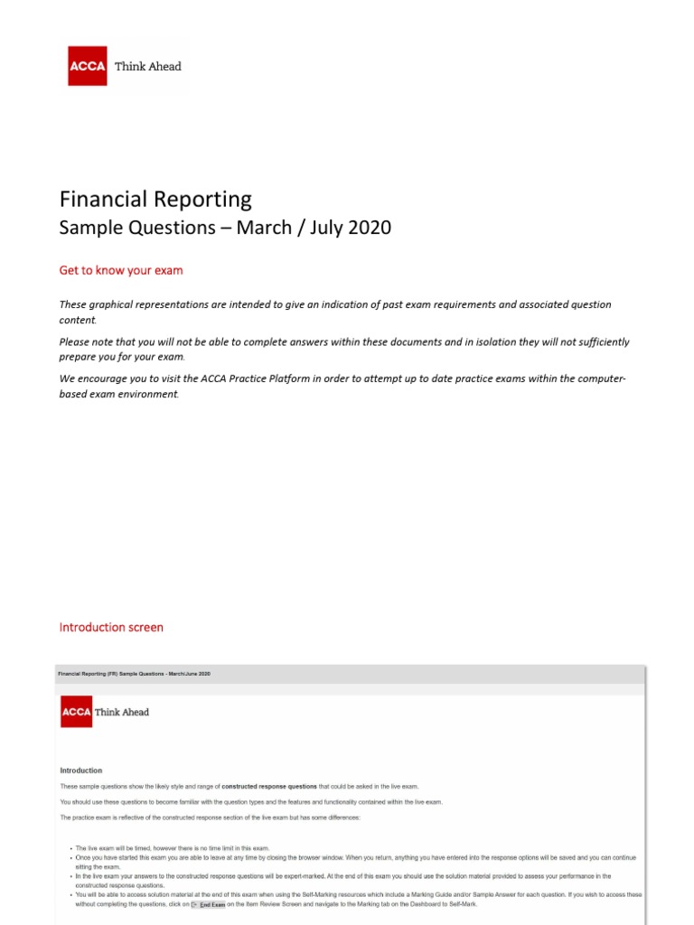 ACCA Financial Reporting Exam Samples | PDF