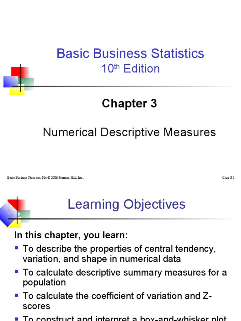 Chapter 3 Numerical Descriptive Measures | PDF | Quartile | Mean