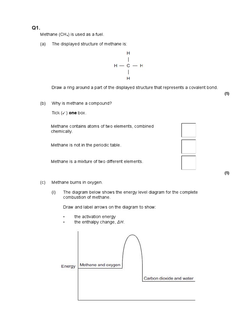 Chemistry Exam Questions | PDF | Methane | Combustion