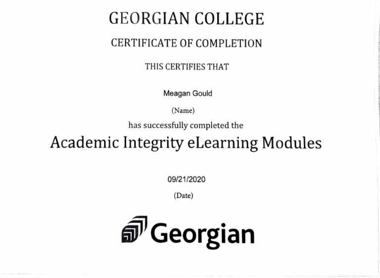 Georgian College Academic Integrity Certificate | PDF