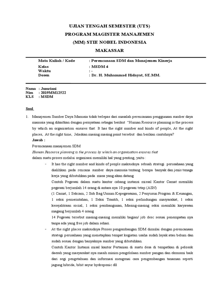 Uts Perencanaan SDM | PDF