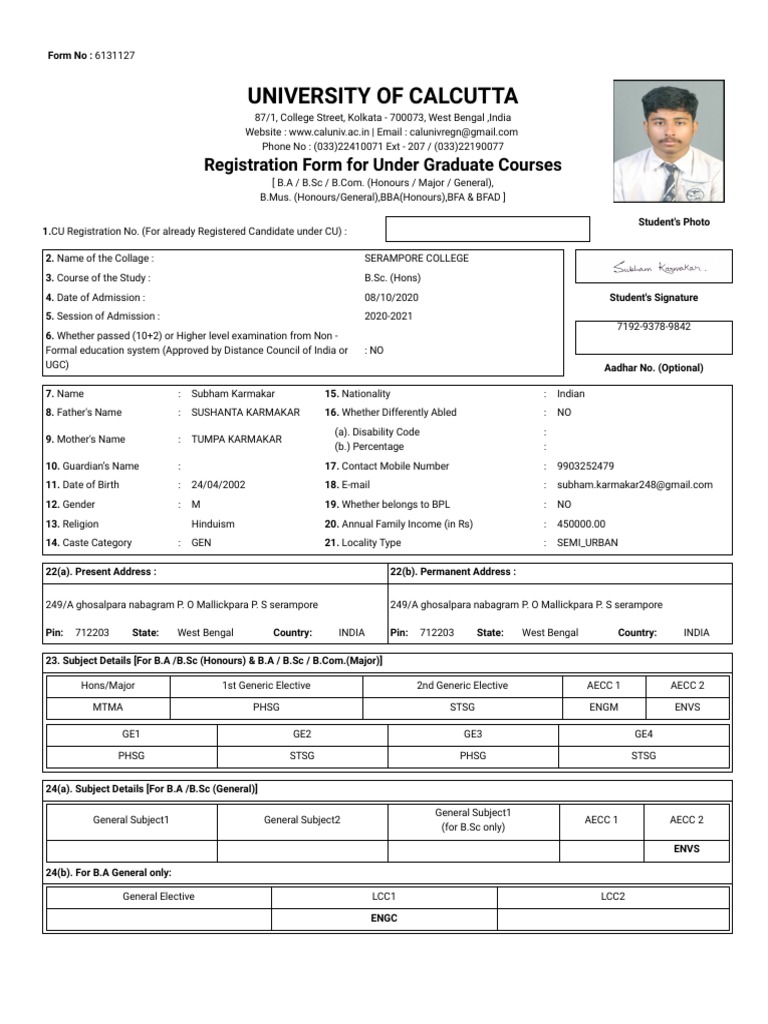 Uni Registration Form PDF | PDF | Learning | Schools