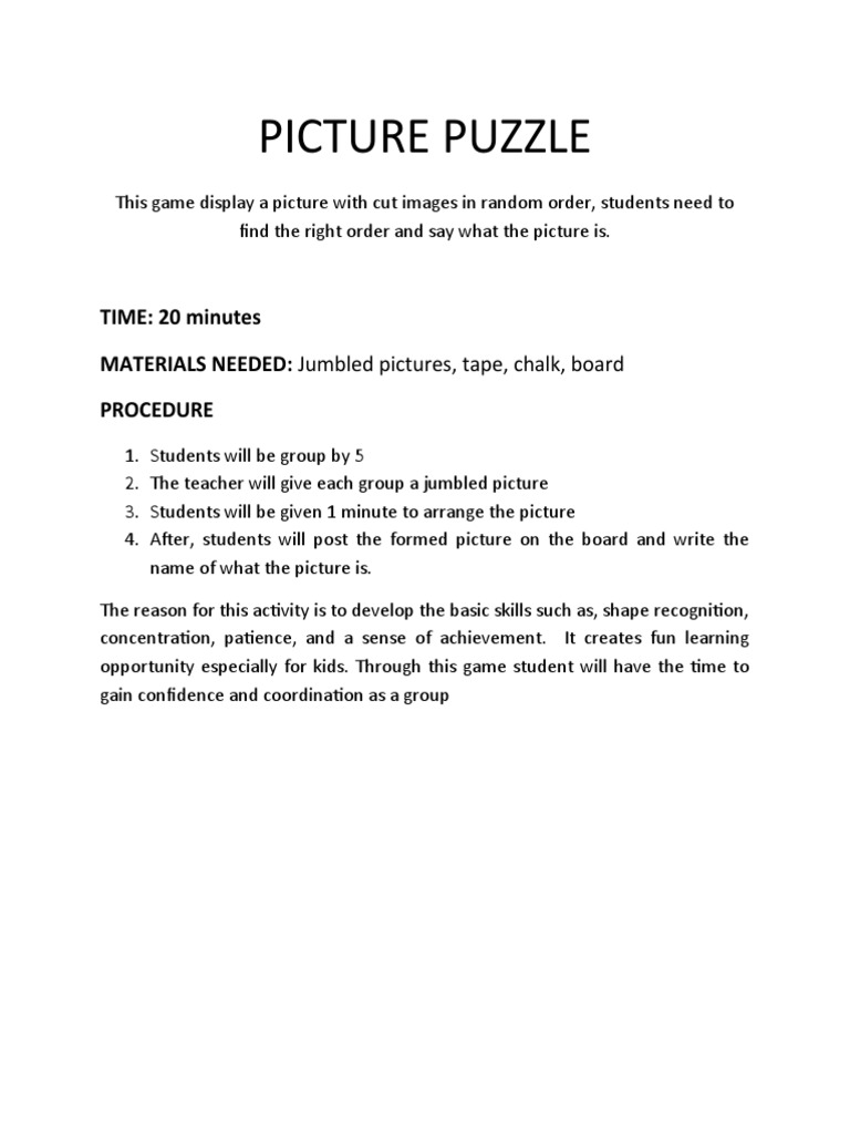 Teaching Tip - Picture-Puzzle | PDF