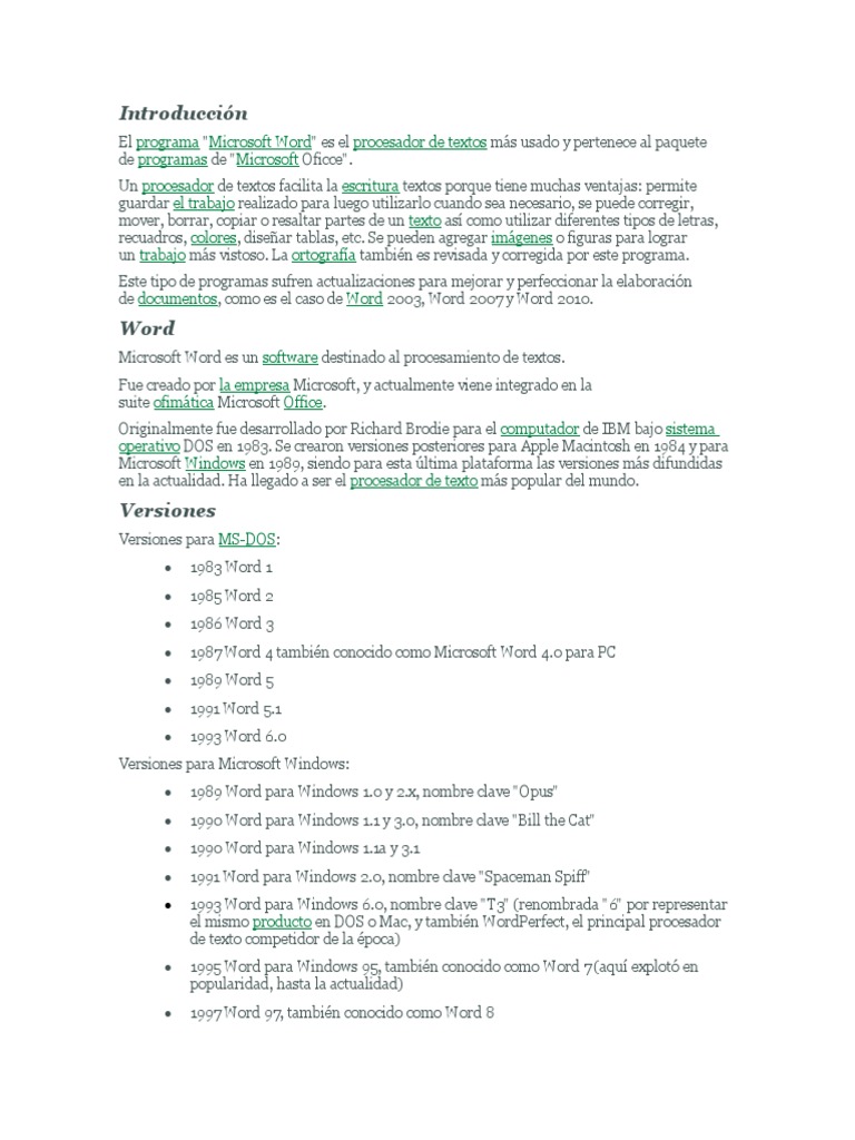 Evolución de Microsoft Word | PDF | Microsoft Word | Microsoft Office