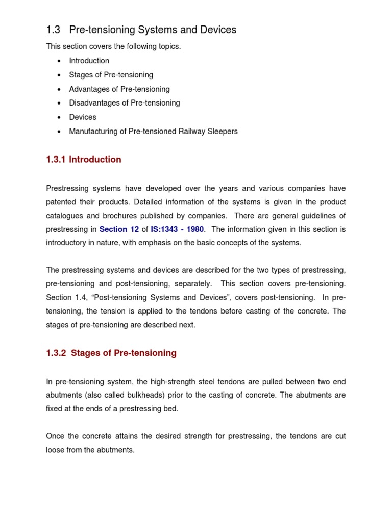 1.3 Pre-Tensioning Systems and Devices: Section 12 IS:1343 - 1980 | PDF ...