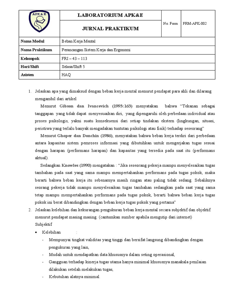 Form Pengerjaan Jurnal Modul 5 | PDF