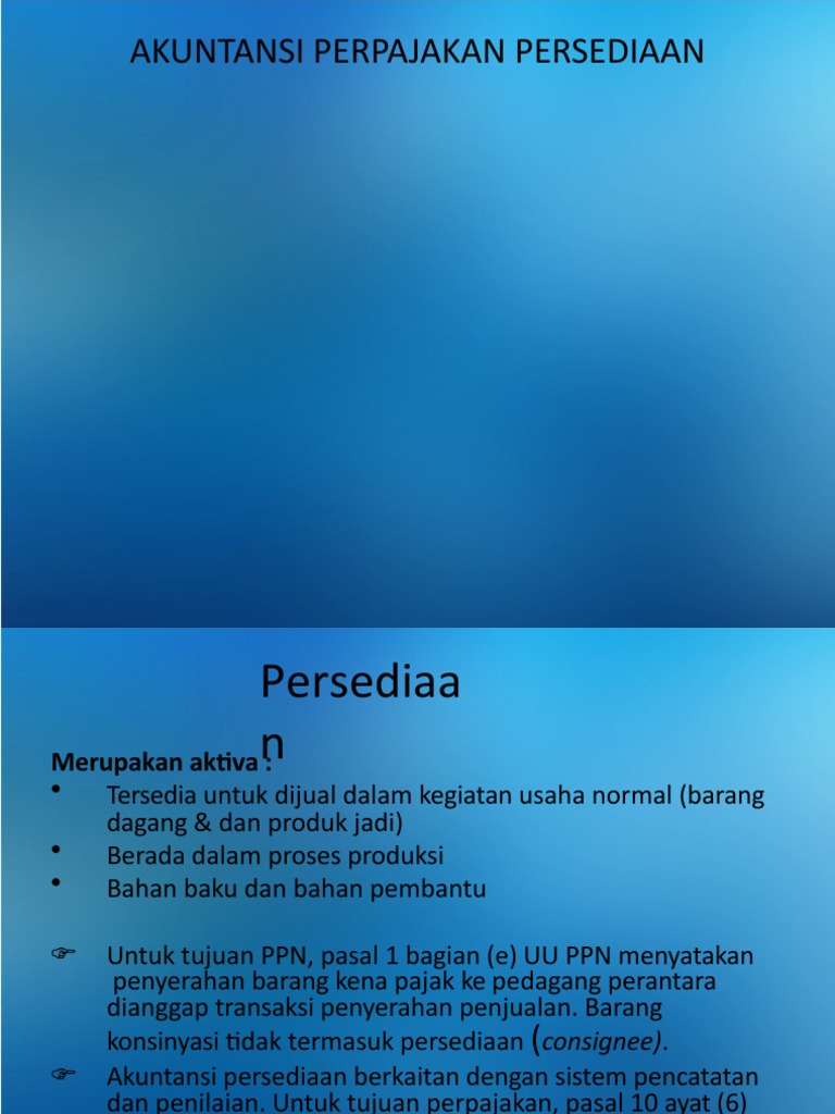 AKUNTANSI PERPAJAKAN. Akuntansi Pajak Persediaan | PDF