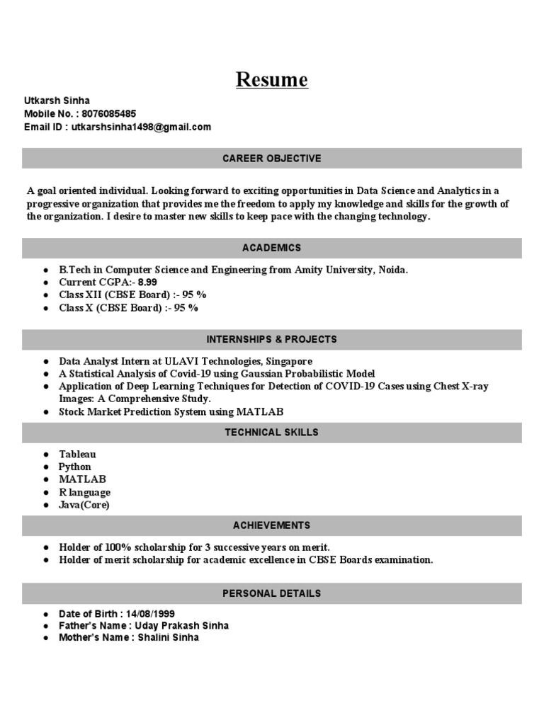 Utkarsh Resume (DXC) | PDF | Career & Growth