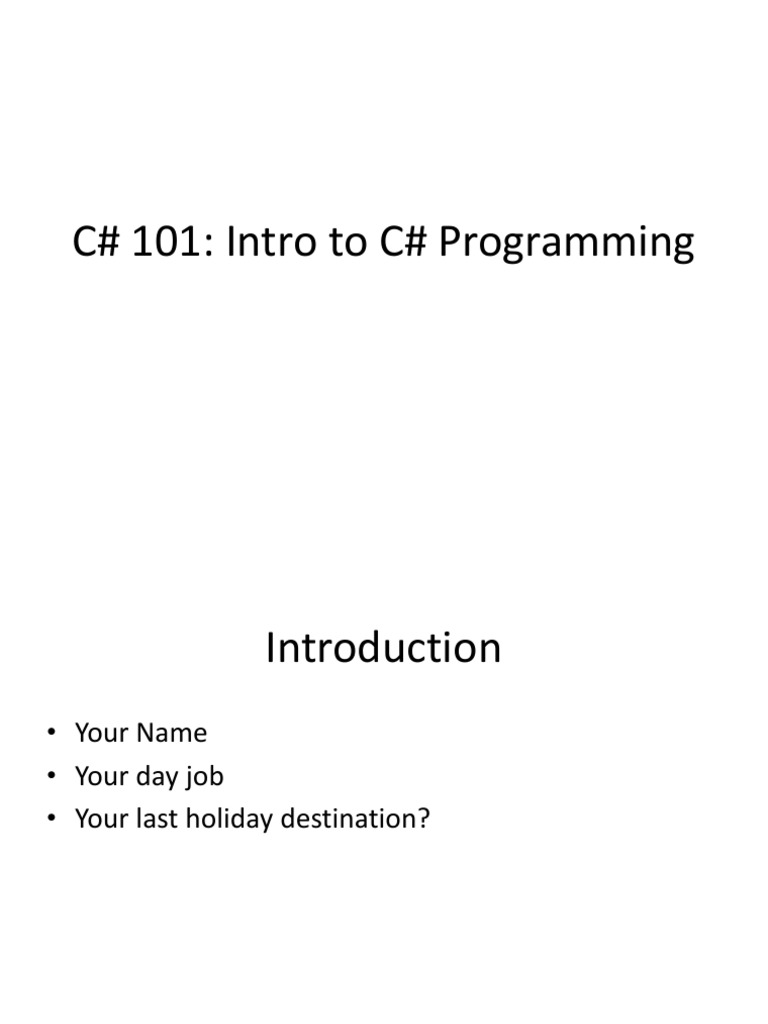 C 101 Intro To C Programming PDF C Sharp Programming Language