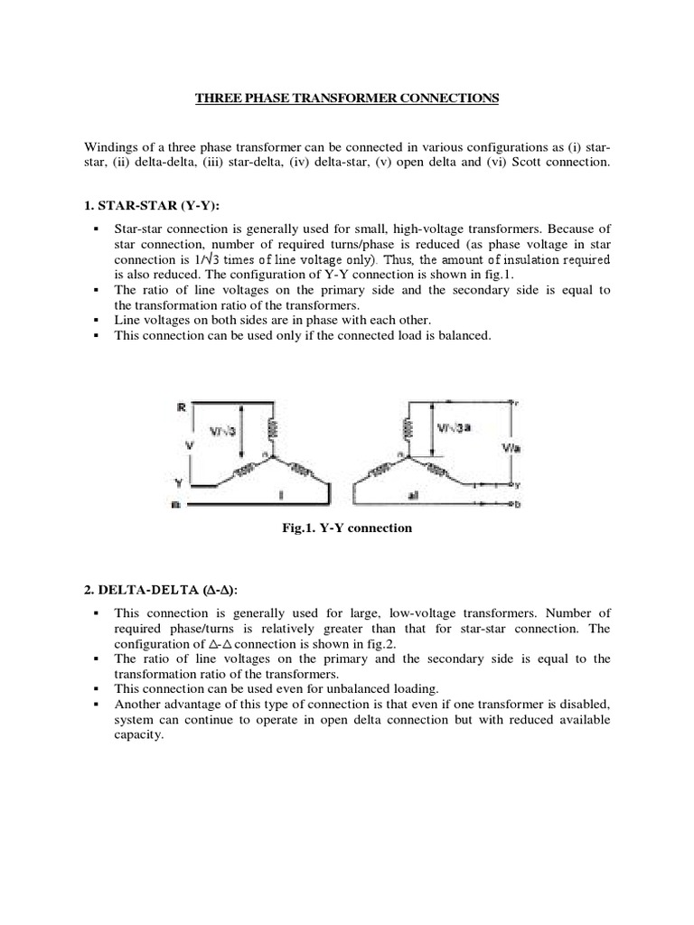 Three Phase Transformer Connections PDF | PDF | Transformer ...