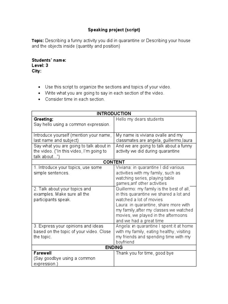 Level 3 Script Format | PDF