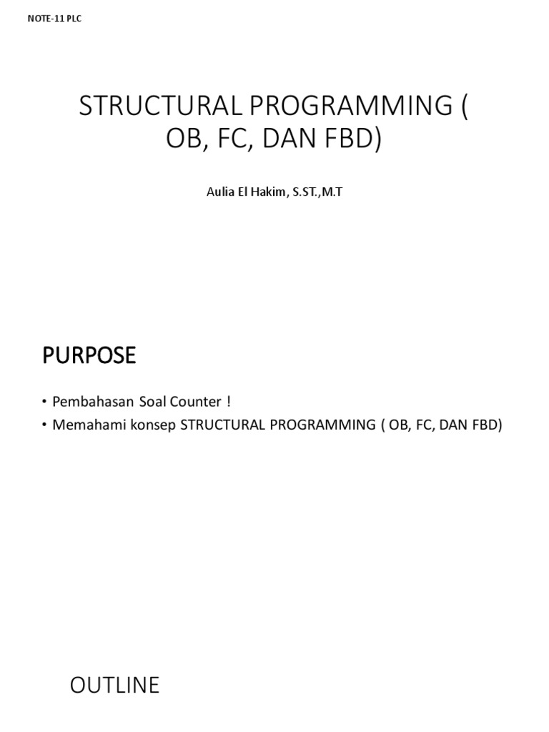 Note-11 - Structural Programming (Ob, FC, Dan FBD) | PDF | Subroutine | Parameter (Computer ...