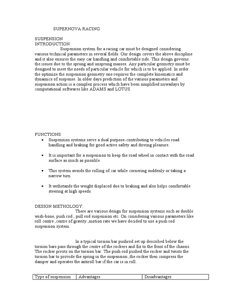 Suspension Report | PDF | Transportation Engineering | Manufactured Goods