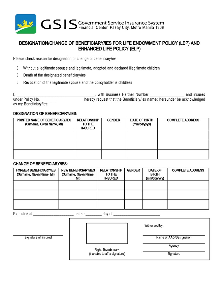 Designation of Beneficiary | PDF