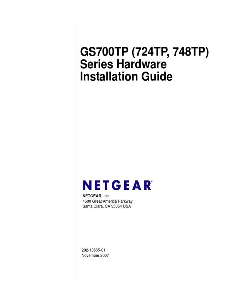 GS700TP (724TP, 748TP) Series Hardware Installation Guide: Netgear, Inc ...