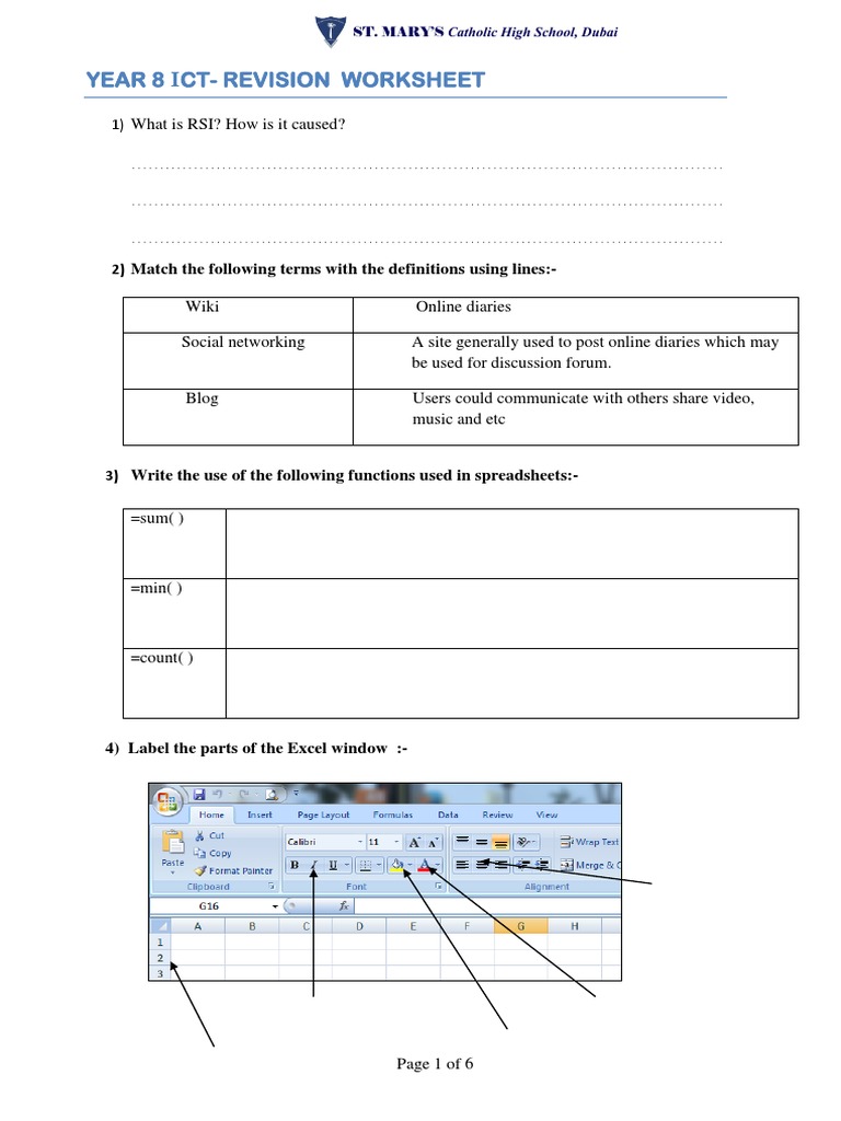 Year 8 ICT Revision Worksheet | PDF | Computing | Communication
