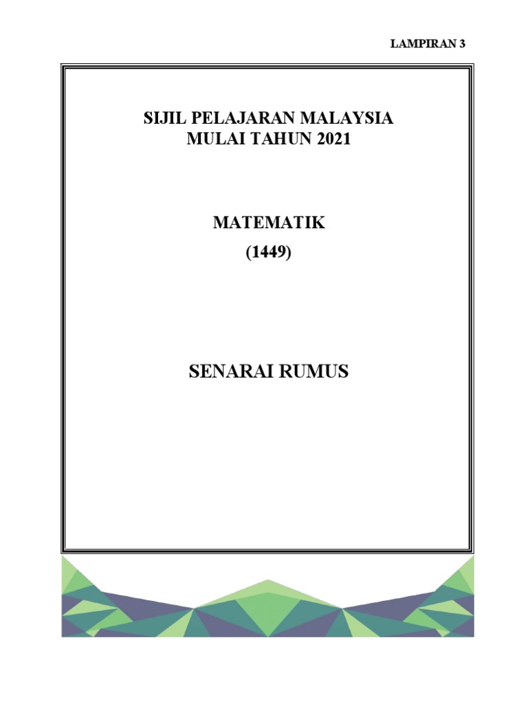 Rumus Matematik SPM 2021 | PDF