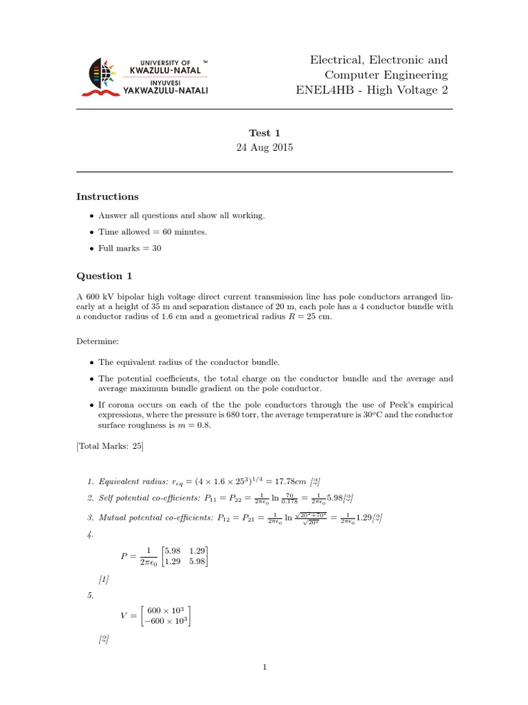 High Voltage Test 1: Determining Corona Inception Voltages and ...