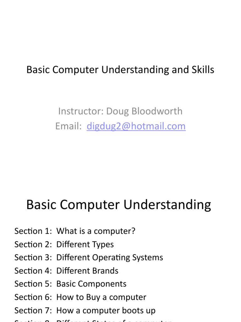 Lecture 1 - Basic Computer Skills | PDF | Operating System | Personal Computers