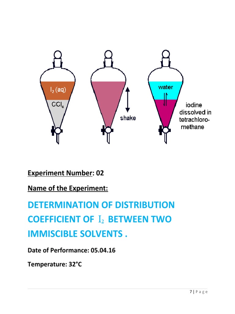 Iodine Partition Coefficient in CCl4-Water | PDF | Solution | Solubility