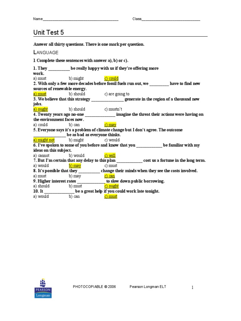 Unit Test 5: Name - Class | PDF | Nature | Natural Environment