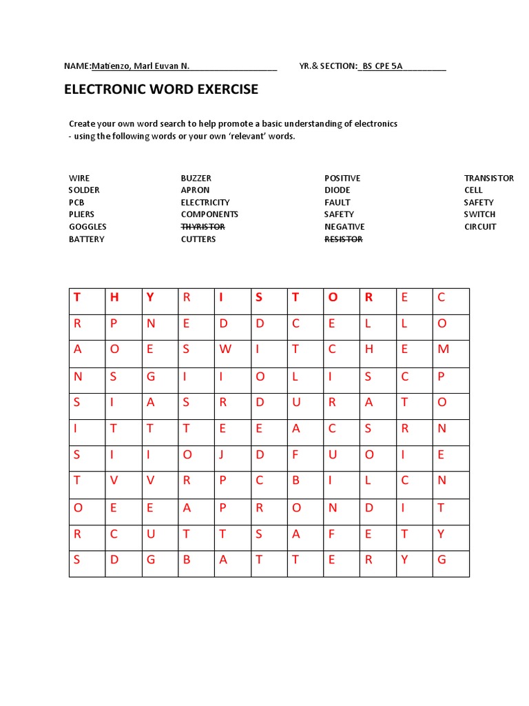 Electronics Word Search Puzzle | PDF