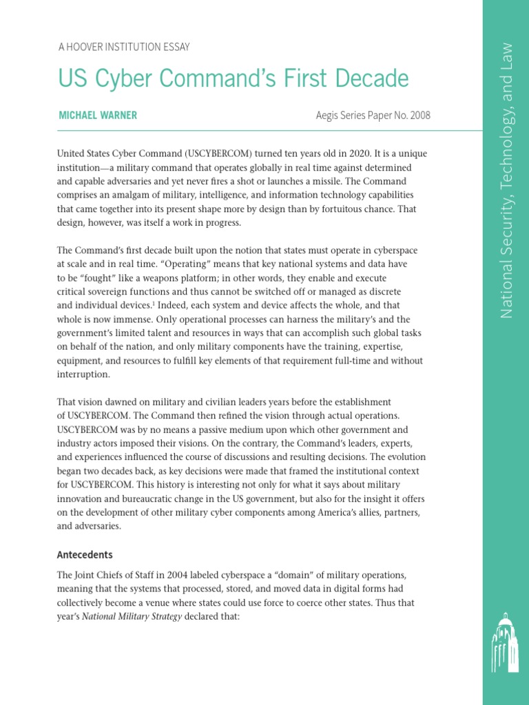 US Cyber Command's First Decade | PDF | Cyberwarfare | Security