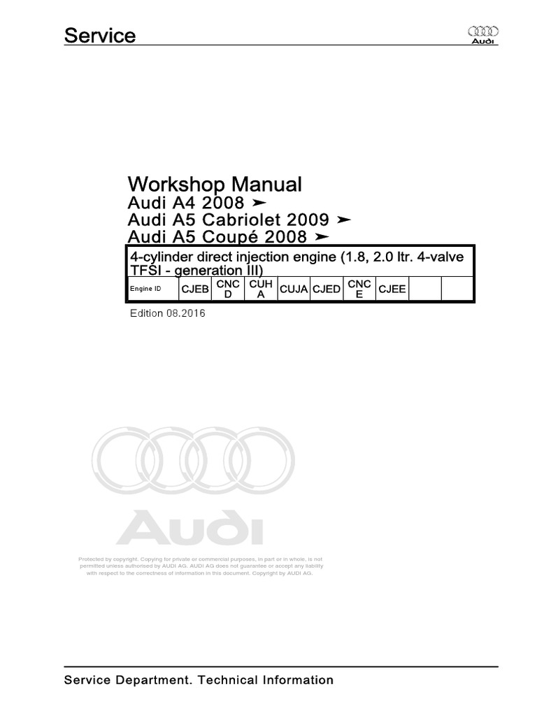 4-Cylinder Direct Injection Engine (1 8 2 0 LTR 4-Valve TFSI Generation ...