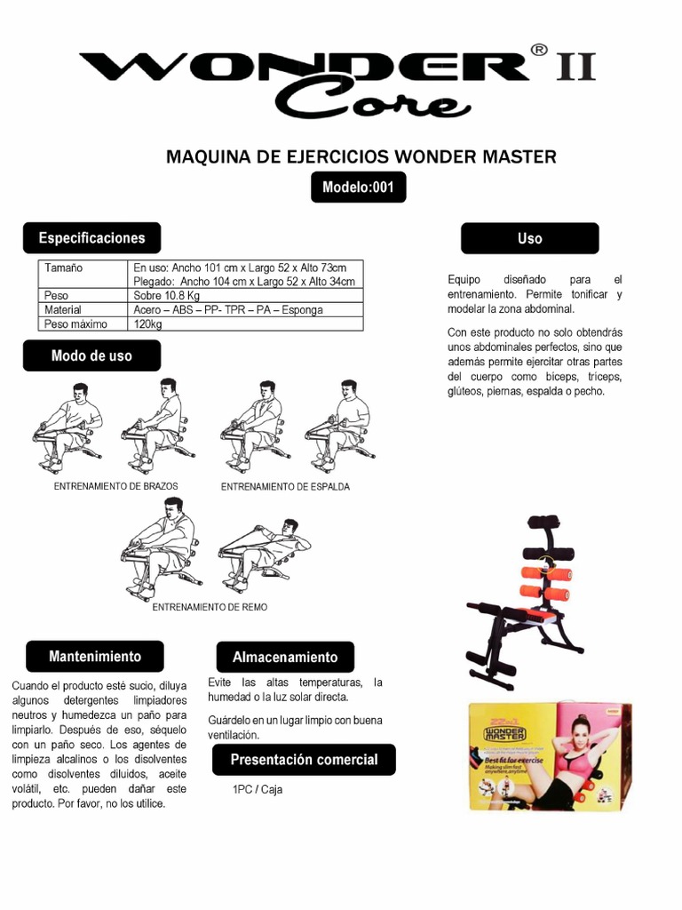 Maquina de Ejercicios Wonder Master | PDF