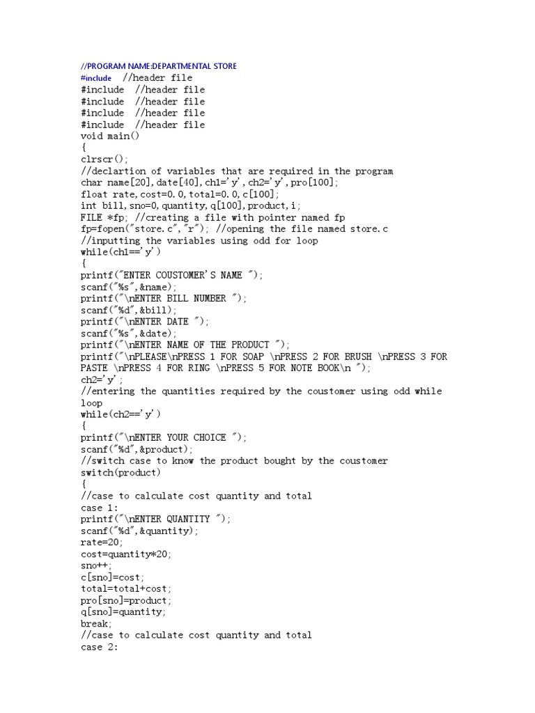 program Name:Departmental Store #Include | Download Free PDF | Computer Libraries | Computer ...