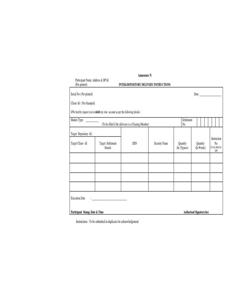 Participant Name, Address & DP Id (Pre-Printed) : Annexure N | PDF