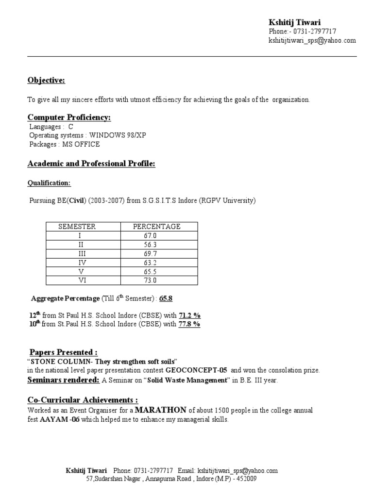 Kshitij Tiwari: Qualification | PDF