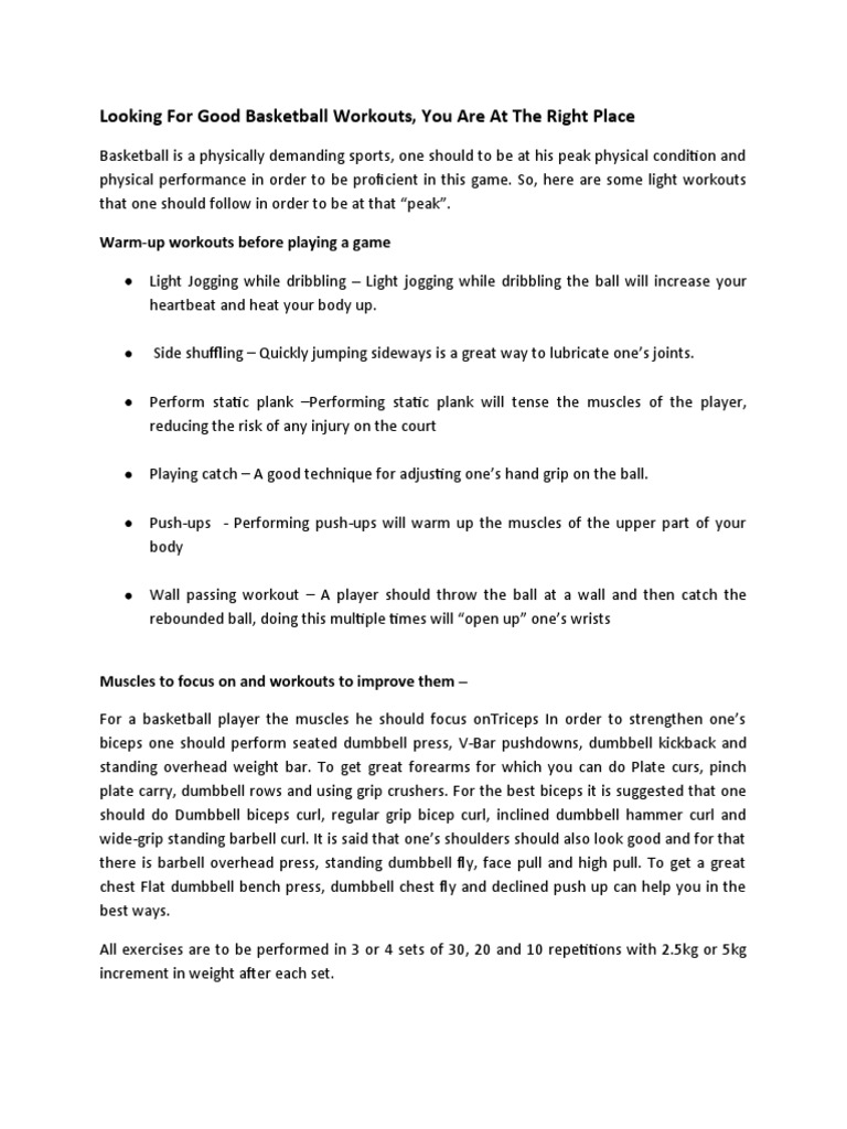 How To Have A Great Basketball Workout | PDF | Self-Improvement