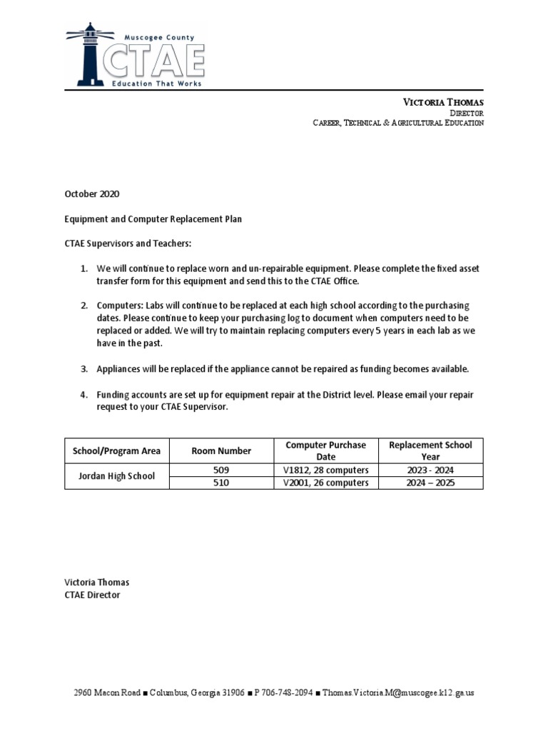 Jordan - Equipment and Computer Replacement Plan | PDF