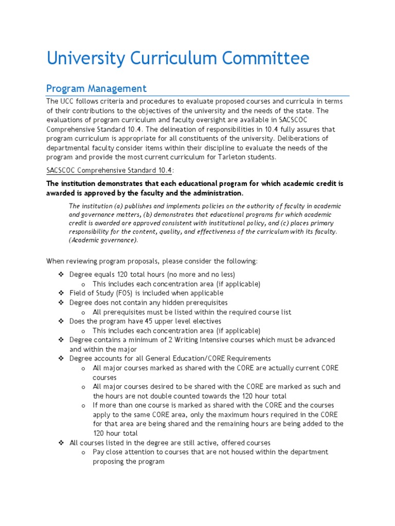 6 Ucc Program Management Checklist | PDF | Academic Degree | Curriculum