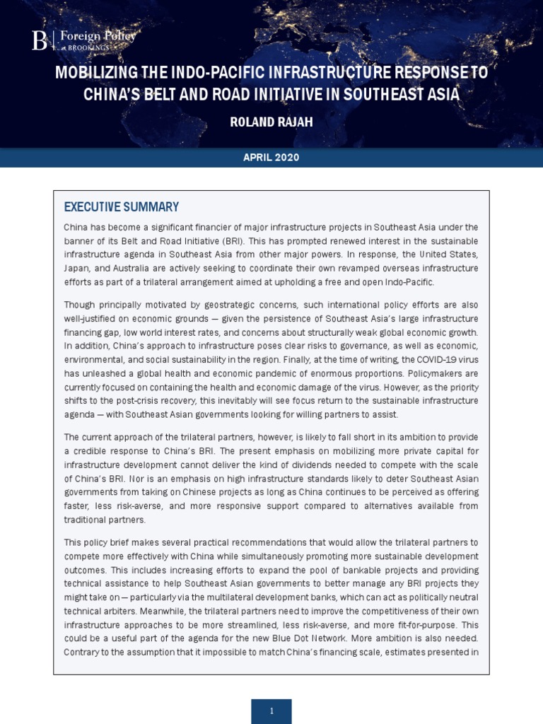 Mobilizing The Indo-Pacific Infrastructure Response To China S Belt and ...